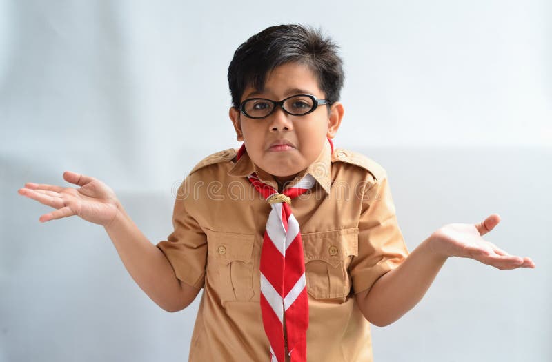 Indonesian Boy Scouts with Confused Expressions Stock Photo - Image of ...