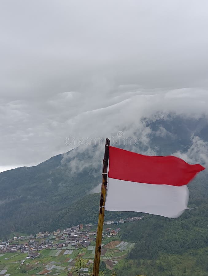 Indonesian Flag on the Mountain Stock Image - Image of mast, ridge ...