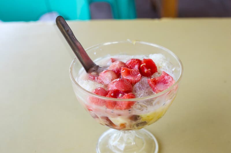Indonesian Food Fruit Ice in a Bowl on the Table Stock Photo - Image of ...