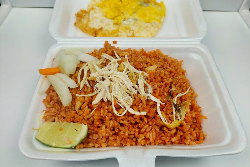 Indonesian Food - Red Fried Rice in Rice Box Stock Image - Image of ...