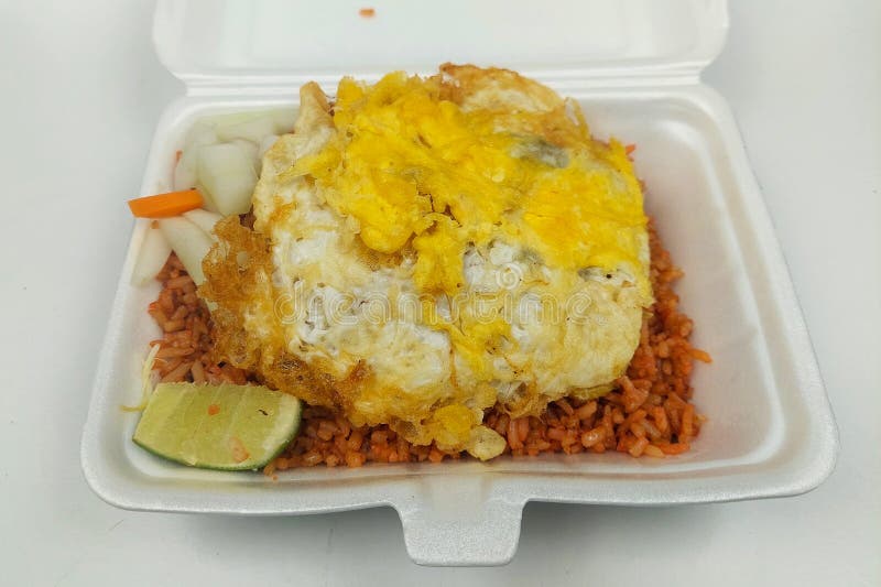 Indonesian Food - Red Fried Rice in Rice Box Stock Photo - Image of ...