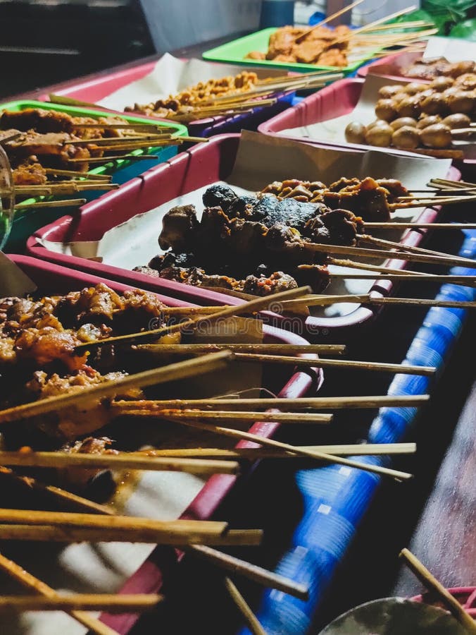 Satai Indonesian Food Served with Ketupat Lontong Stock Image - Image ...