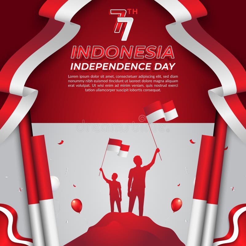 Indonesian 77th National Independence Day Background with Red and White ...