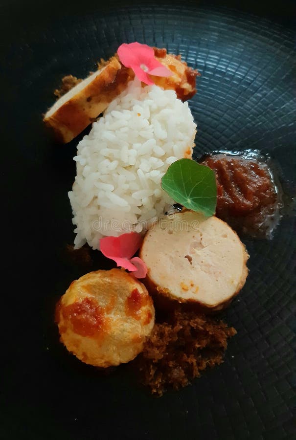 The Indonesian Maincourse Rice Satay Stock Image - Image of satay, rice ...