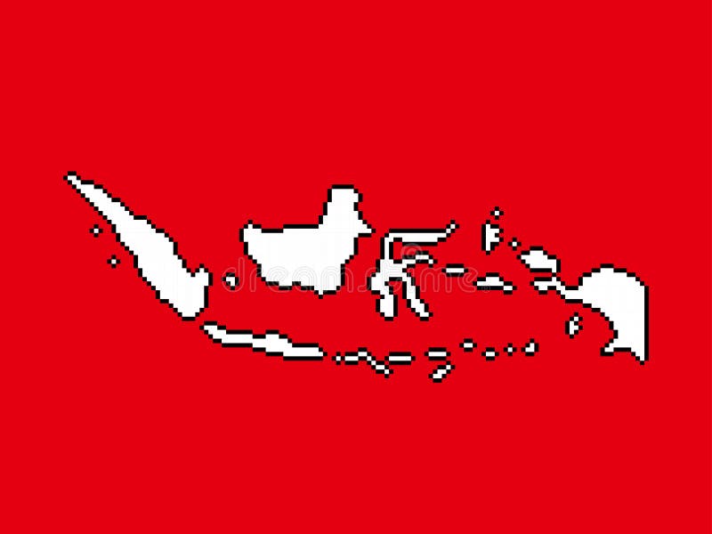 Indonesian Red and White Pixel Art Map Stock Vector - Illustration of ...