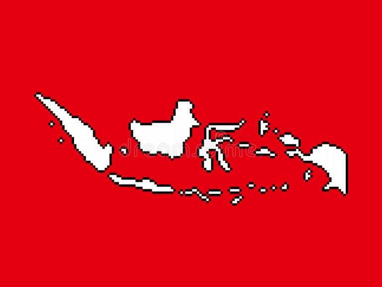 Indonesian Red and White Pixel Art Map Stock Vector - Illustration of ...