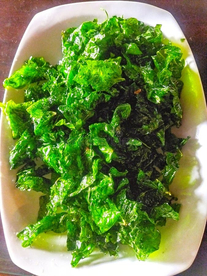Indonesian Menu for Crispy Fried Kale Stock Image - Image of soup ...
