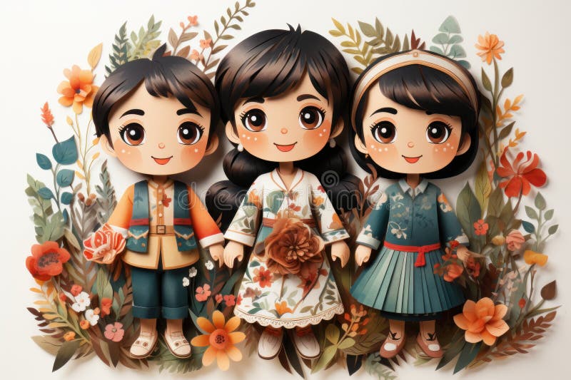 Indonesian People in Colorful 3D Illustration. Generative AI Stock ...