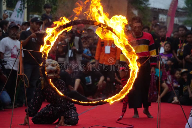 Indonesian People Perform Bantengan Dance. Bantengan is One of the ...