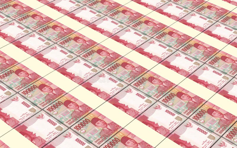 Indonesian Rupiah Bills Stacks Background. Stock Illustration ...