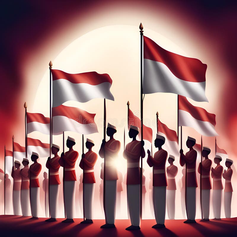Indonesian S Red and White Flag Ceremony Stock Image - Image of garuda ...