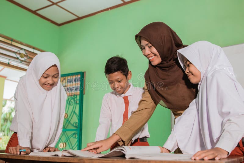 A Portrait of a Muslim School Student Having Discussion Stock Image ...