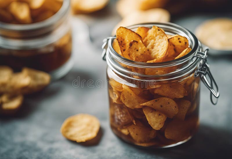 Indonesian Snack Called Spicy Chips in a Jar on the Table Stock ...
