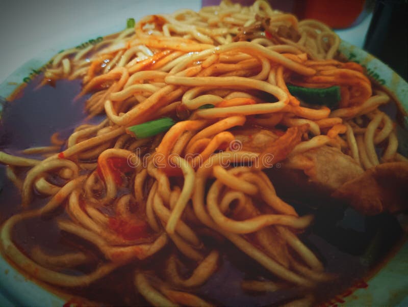 Indonesian Spicy Noodle with Chicken Stock Photo - Image of spicy ...