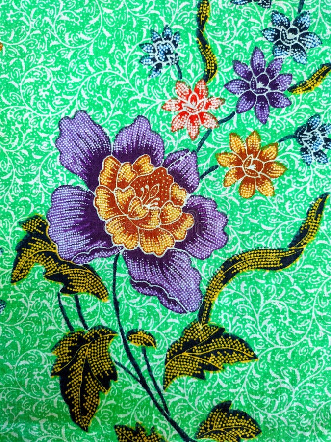 Indonesian Traditional Batik with Flower Pattern Stock Photo - Image of ...