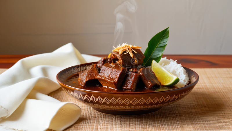 Indonesian Traditional Beef Rendang Stock Illustration - Illustration ...