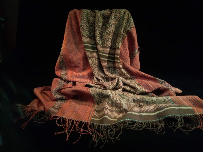 Indonesian Traditional Cloth with Abstract Pattern on Black Background ...