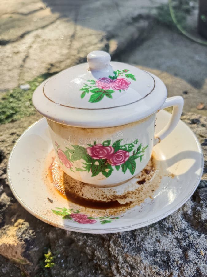 Indonesian Traditional Coffee Cup with Flower Pattern Stock Image ...