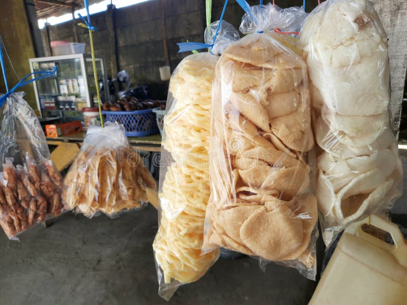 Indonesian Traditional Crackers Stock Photo - Image of sack, shapes ...