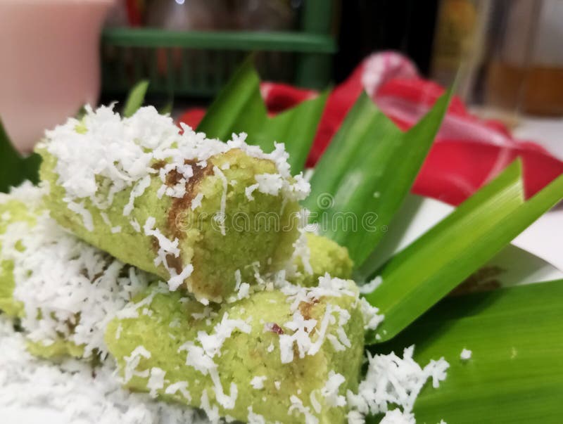 Indonesian Traditional Snack Putu Pandan Flavored Cake Stock Image ...