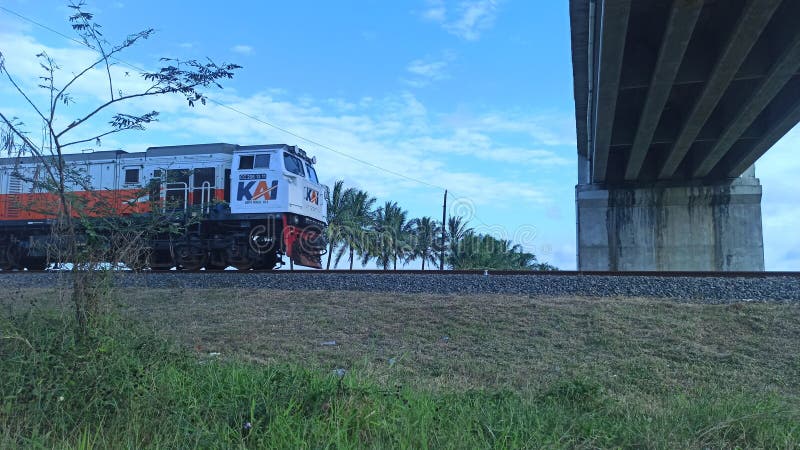 Indonesian Train in a Blue Sky Editorial Stock Photo - Image of train ...
