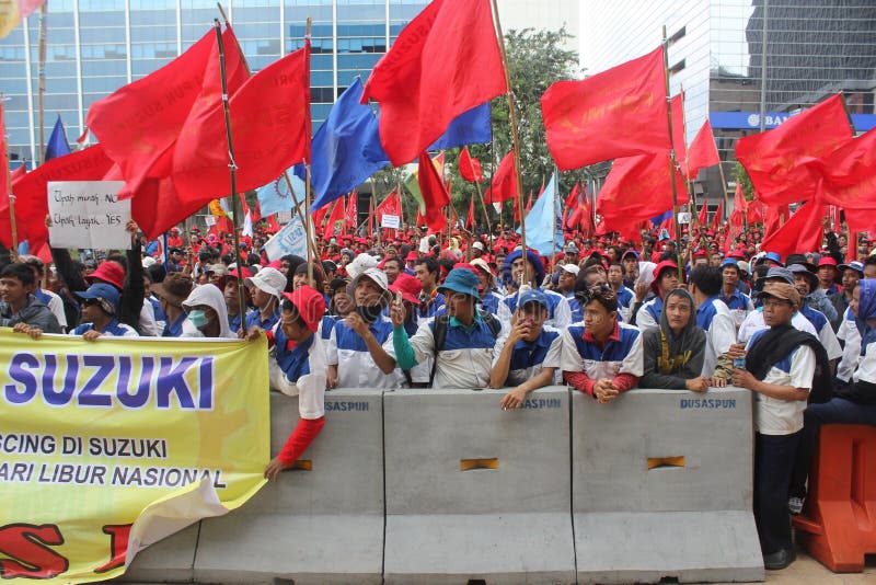 Indonesian Workers Rally In Labor Day Editorial Photo Image Of Crowd