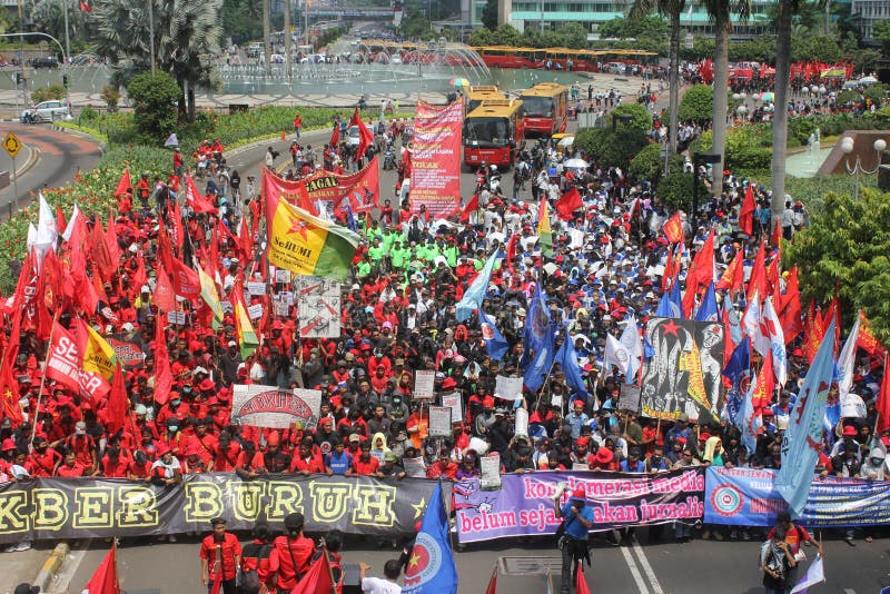 Indonesian Workers Rally in Labor Day Editorial Stock Photo - Image of ...