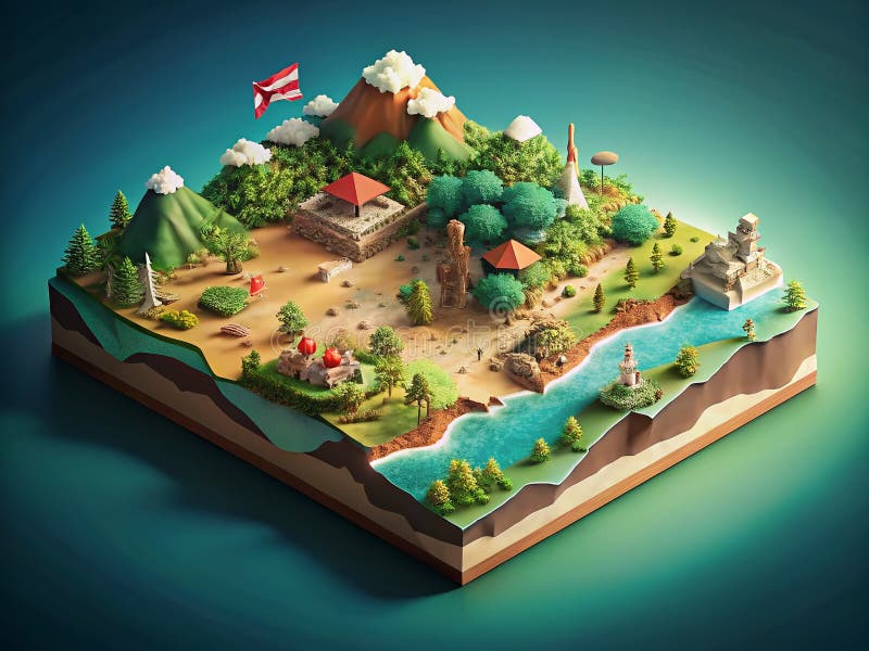 Indonesias Isometric 3D Map a Stunning Visual Exploration of the ...
