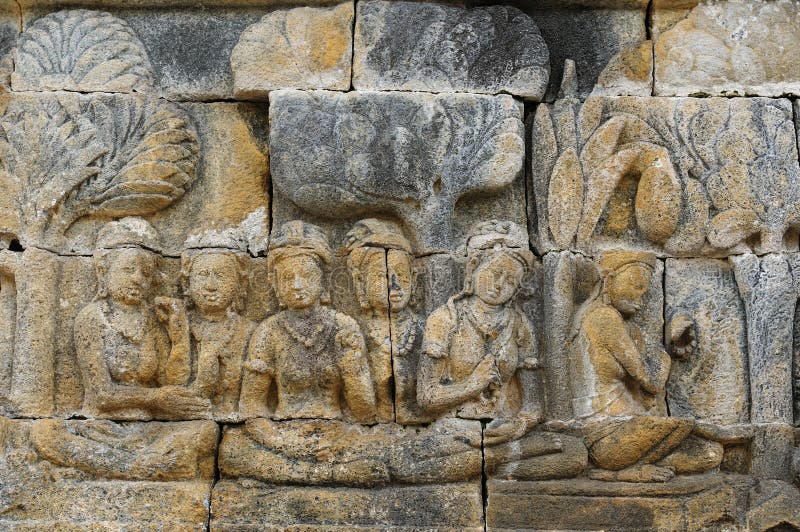 Flachreliefs Des Prambanan Tempels, Java, Indonesien Stockbild - Bild ...