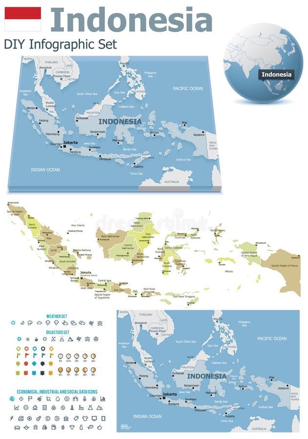 Mapa polityczna Indonezji ilustracja wektor. Ilustracja złożonej z ...