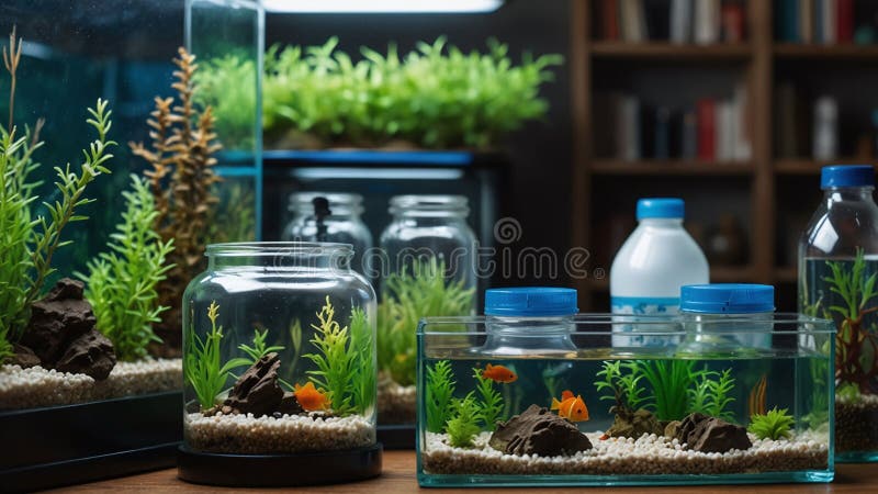 Indoor Aquascaping: Multiple Fish Tanks with Goldfish and Aquatic ...