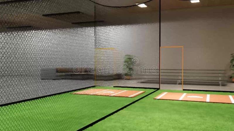 Indoor Baseball and Softball Batting Cages Rendering Stock Video ...