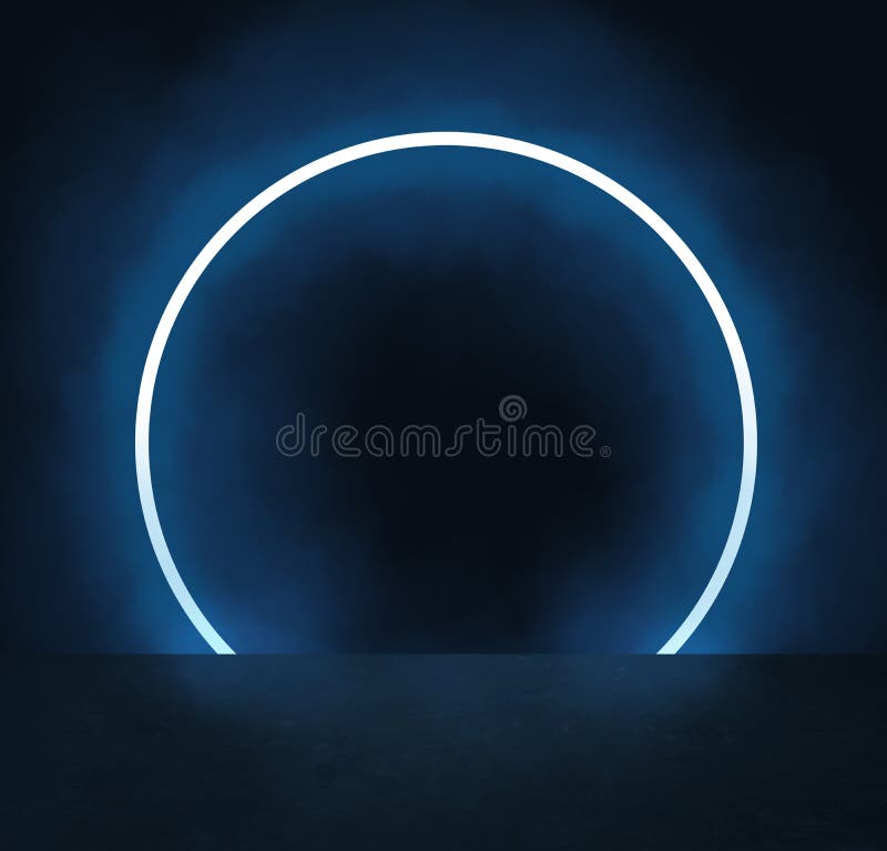 Indoor Blue Background Neon Light Circle Stock Illustration ...