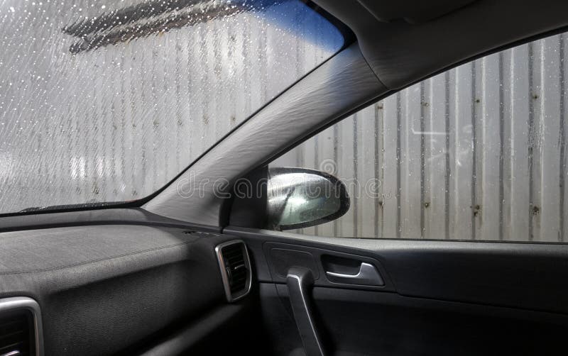 Indoor Car Wash with the View from the Driver Seat. Stock Photo - Image ...
