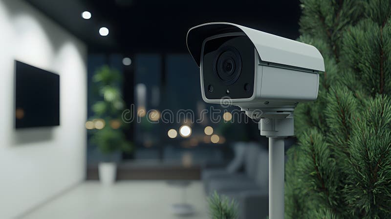 Indoor CCTV Camera Capturing Footage with Infrared Detection in Modern ...