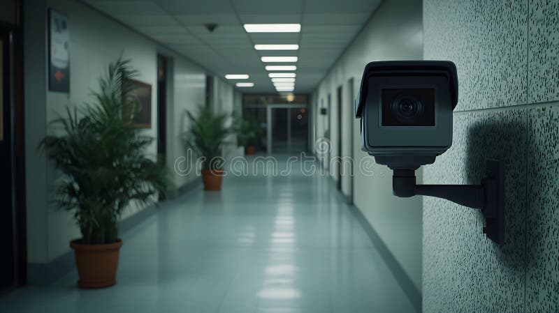Indoor CCTV Camera Footage with Infrared Detection Captured in a Dimly ...