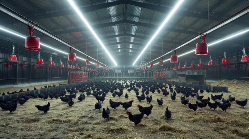 The Indoor Chicken Farm.AI Generated Image Stock Photo - Image of straw ...