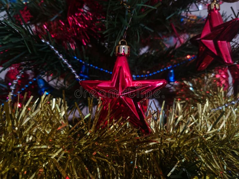 Indoor Christmas Tree and New Year Decoration. Stock Photo - Image of ...