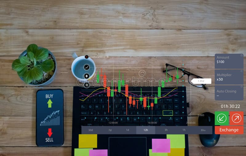 Indoor Computer Concept Working at Home, Besiness Office with Icon ...