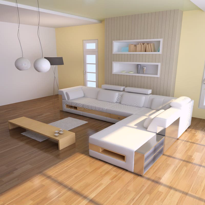 Indoor Contemporary Sitting Room Stock Illustration - Illustration of ...