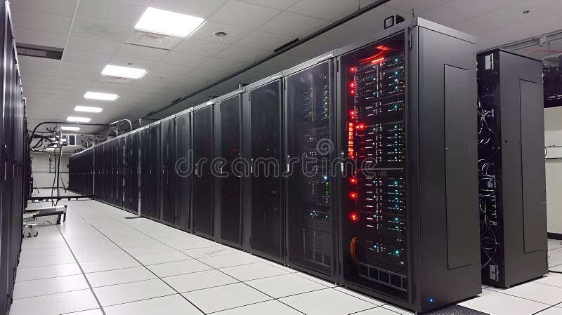 Indoor Data Center with Servers and Racks Stock Illustration ...