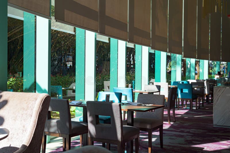 Indoor Dining Table and Chairs Stock Photo - Image of plate ...