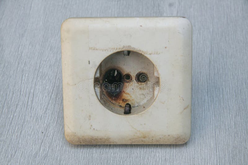 An Indoor Electrical Plug Caught Fire and Melted Stock Image - Image of ...