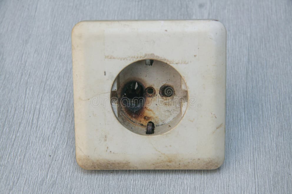An Indoor Electrical Plug Caught Fire and Melted Stock Image - Image of ...