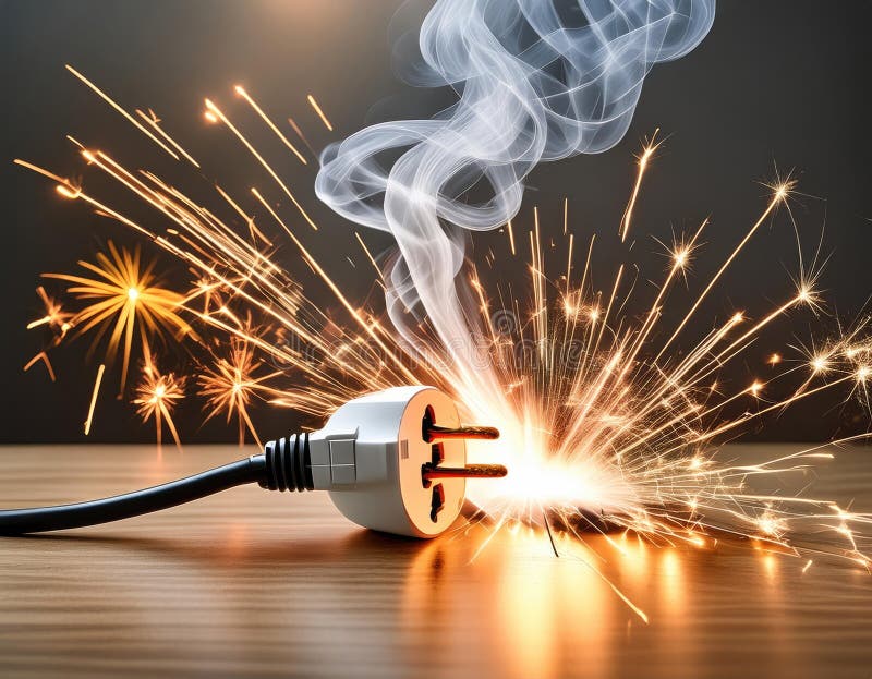 Electrical Socket on the Wall Producing Dangerous Sparks, Fire, and ...