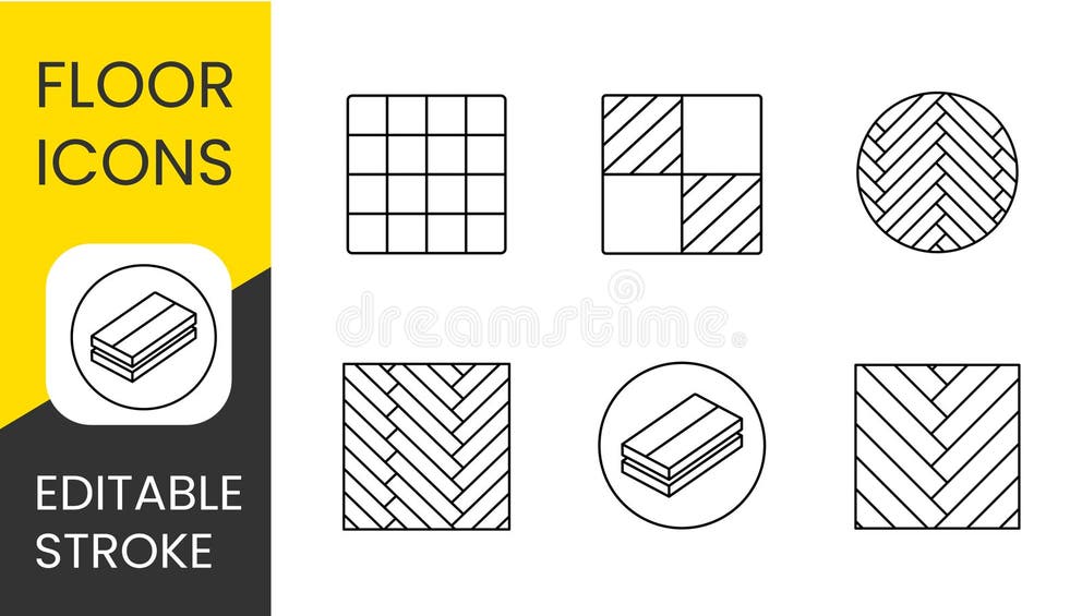 Indoor Flooring Set Vector Line Icons with Editable Stroke Stock Vector ...