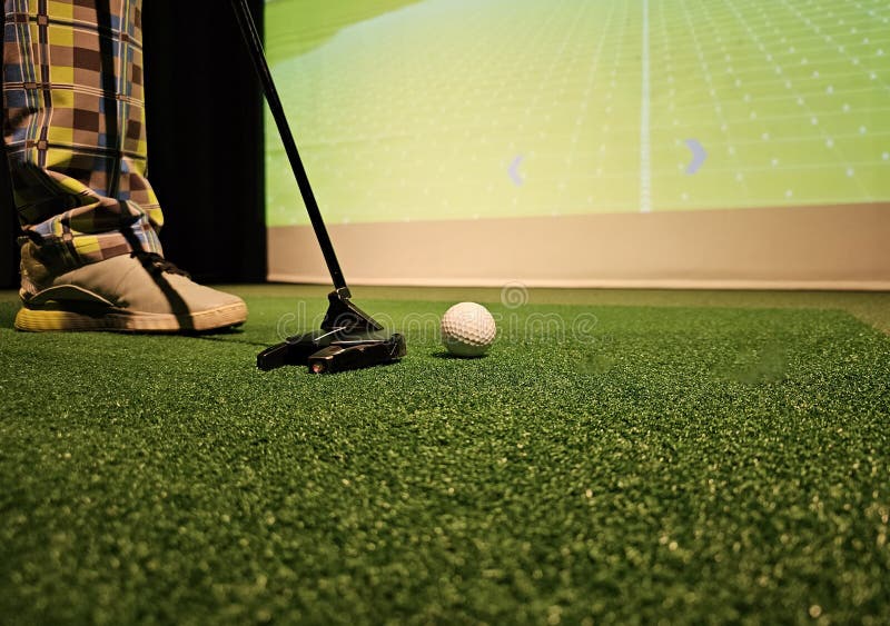 Indoor Golf Putting Practice with a Virtual Screen Display in a Recreational Area Concept Stock ...