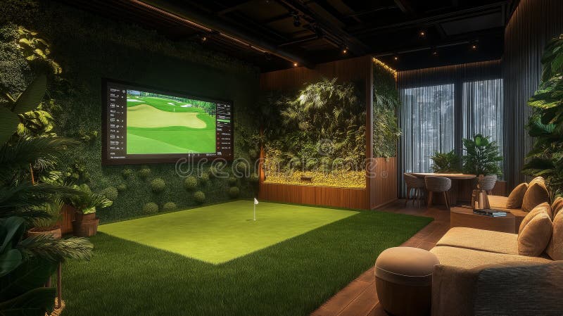 Indoor Golf Simulation Room Designed for Practice and Entertainment ...