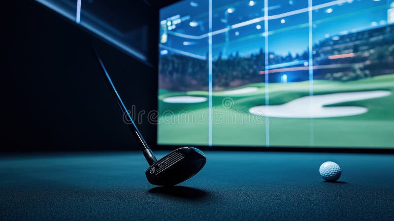 Indoor Golf Simulator Club and Ball Ready for Action on the Digital ...