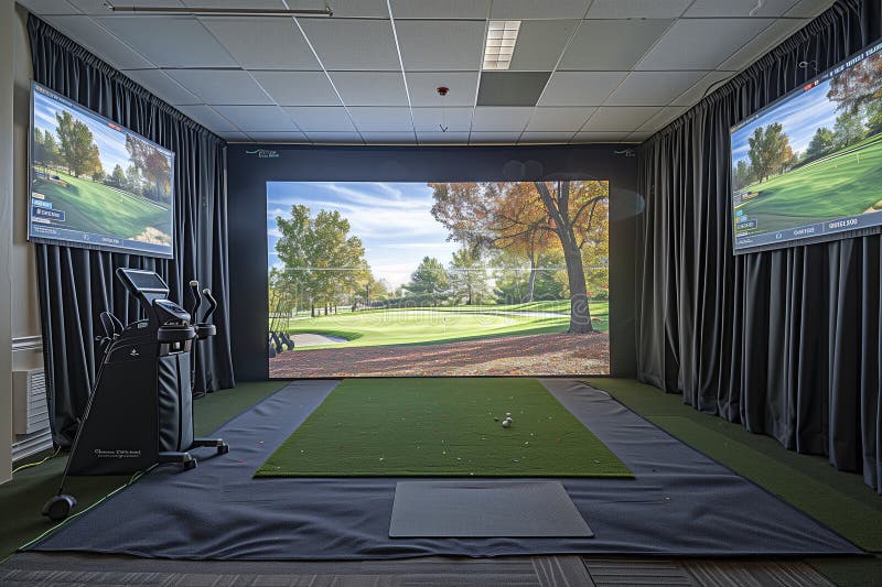Indoor Golf Sumulator. Golf Room Stock Image - Image of competition ...